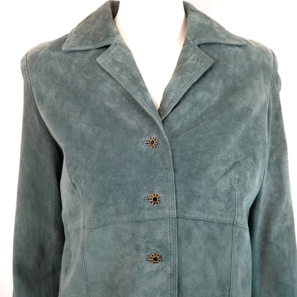 ZaZee | Jackets & Coats | Zazee Teal Suede Turquoise Leather Jacket ...